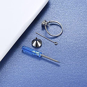 MANBU Rose Cremation Urn Jewelry for Ashes - 925 Sterling Silver Memorial Keepsake Ring Bracelet Necklace Gift for Women, Bereavement Gift for A Loss Of the Loved One (ring 1)