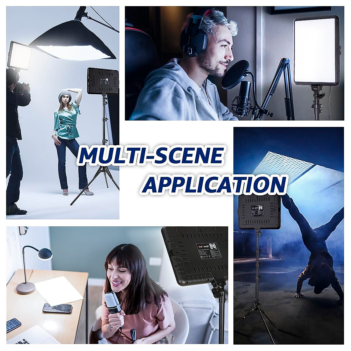 2-Pack Photography Lighting Kit, NiceVeedi 22W LED Video Light Kit, 2900-7000K Dimmable Studio Light with Tripod Stand, 73" Stream Light for Video Recording