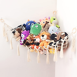 KIDDI MIDY Stuffed Animal Hammock, Macrame Toy Net Storage Hanging Organizer for Kids Bedroom, Playroom, Nursery Room, Corner Plush Toys Net Holder Boho Decor