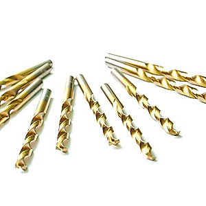 DRILLFORCE HSS Jobber Length 10 PCS,7/32" x 3-3/4"Titanium Coated Twist Drill Bits, Metal Drill, Ideal for Drilling on mild Steel, Copper, Aluminum, Zinc Alloy etc. Pack in Plastic Bag (7/32)