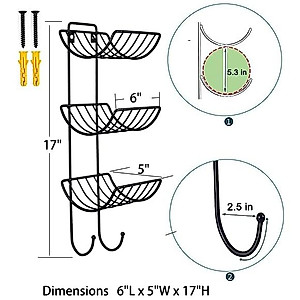 Towel Rack for Bathroom Wall Mounted, Adhesive Towel Holder with 2 Hooks for Towel Storage, Towel Organizer Wall Mount for Bath Wall, Black, 2 Pack