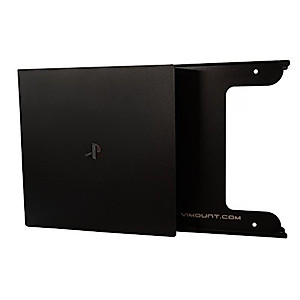 ViMount Wall Mount Metal Holder Compatible with Playstation 4 PS4 Pro Version with 2X Controllers Wall Mount in White Color