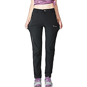Rdruko Women's Outdoor Hiking Pants Lightweight Quick Dry Water Resistant Travel Fishing Pants with Pockets(Black, US M)