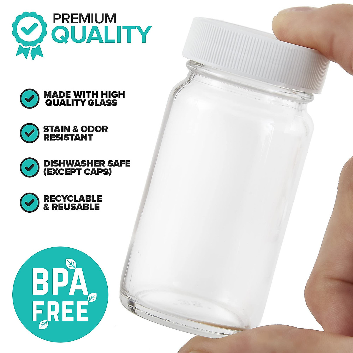 Stock Your Home Glass Shot Bottles with Caps (8 Pack) 2 Oz Juice, Wellness, or Ginger Shots Bottle - Leak Proof, Dishwasher Safe, Mini Jars with Plastic Lids - Reusable Small Juicing Containers