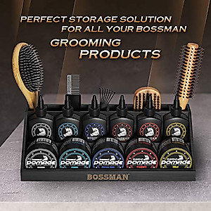 Bossman Bamboo Bathroom Countertop Organizer for Toiletries, Accessories and Grooming Products Storage and Counter Organization (Black)