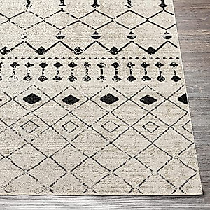 Mark&Day Washable Area Rugs, 7ft Round Mary Modern Cream Area Rug, Black / Beige Carpet for Living Room, Bedroom or Kitchen (6'7" Round, Machine Washable)