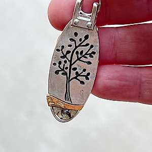 Silver Tree of Life Zipper Pull for Purse, Cute Abalone Shell Backpack Charms, Unique Gold inlaid Handbag Jewelry, Large Zipper Charms, Cool Keychain Charm
