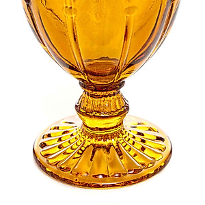 Simple Elements Vintage Amber Wine Glass Goblet Set 3.5"W x 6.5"H 10 oz Set of 6