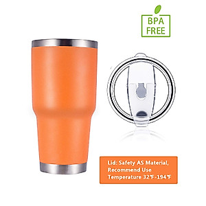DYNAMIC SE 30oz Tumbler Double Wall Stainless Steel Vacuum Insulated Travel Mug with Splash-Proof Lid Metal Straw and Brush (Orange)