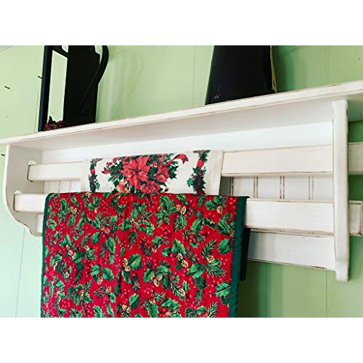 Quilt Rack for the wall, Double Bar Quilt Rack Wall Shelf, Quilt Display Shelf, Rustic Quilt Rack | Quilt Rack for 2 Quilts