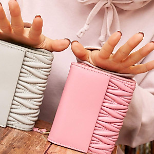 MALTA Superior True Sheep Leather Wallet for Women High Capacity Card Wallet Coin Purse, Grey, free