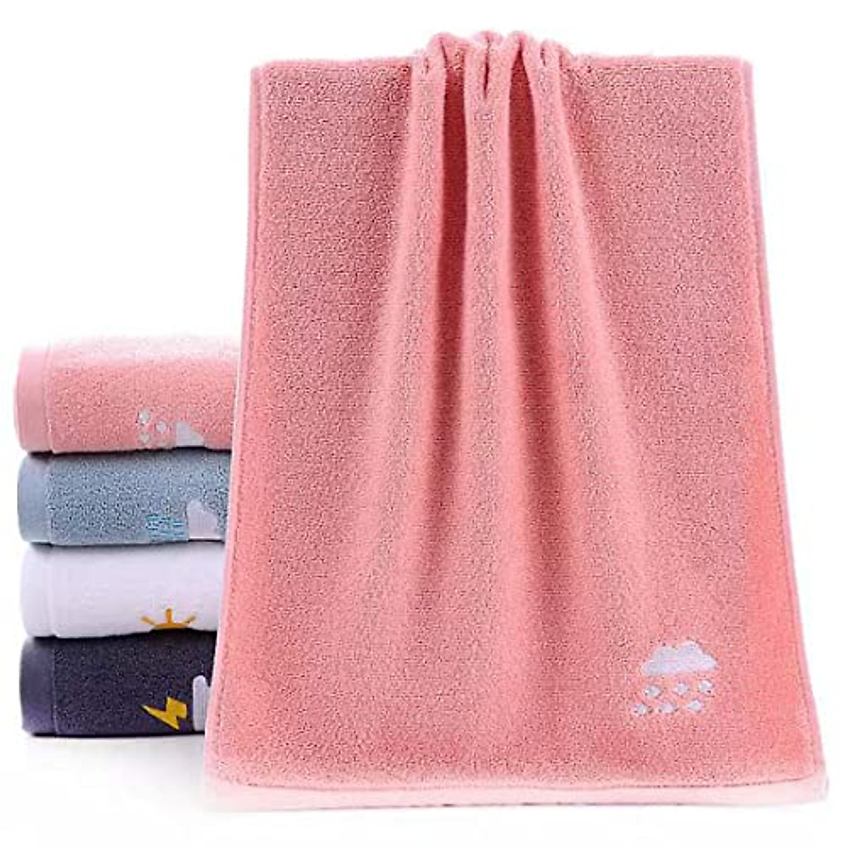 Lchkrep Hand Towels 4 Set, 100% Cotton Bath Hand Towel for Bathroom, Face, Kitchen, Gym and Spa, Ultra Soft and Highly Absorbent Hand Towels for Bathroom, Size 14" x 29" (White Pink Blue Gray-4 Pack)