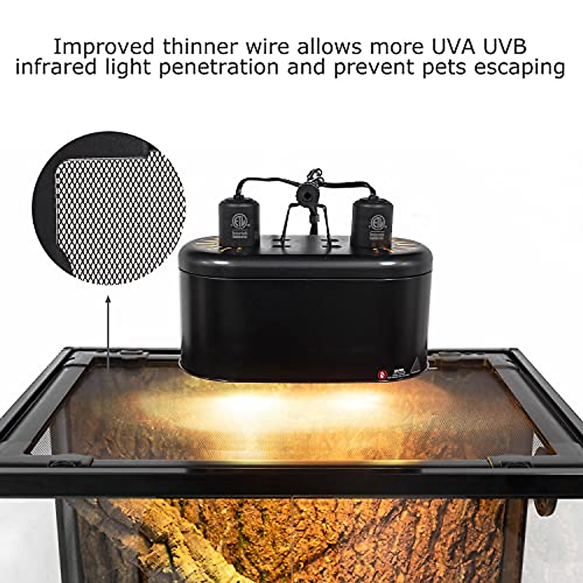 REPTI ZOO Full Glass 15 Gallon Reptile Tank, Medium Reptile Terrarium for Gecko Hermit Crab Hognose Snake etc, Top Screen Ventilation & Feeding