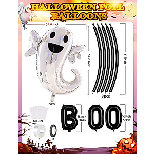 Pink Halloween Balloon Garland Arch Kit,122Pcs Halloween Black pink White Balloons Large Boo Ghost Foil Balloons Spider Balloons for Girl Birthday Baby Shower Party Decorations