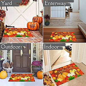 Hello Fall Welcome Mat for Front Maple Leaf Pumpkin Doormat Non-Slip Entrance Mat for Home Bedroom Living Room Outside Yard Floor Patio 17.9" x 29.9"