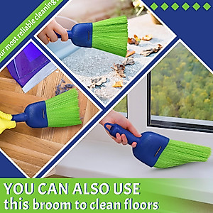 Domensi 2 Pcs Whisk Broom Poly Fiber Handheld Brush Hand Broom Outdoor Broom Car Broom with Hang Hole for Cleaning Inddoor Porches Floors Decks Driveways Dirt Dust
