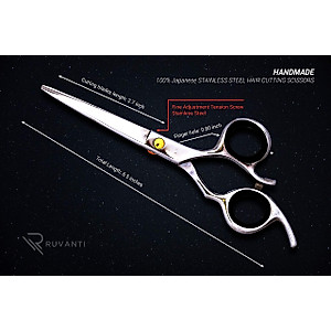 Ruvanti Left Handed Hair Cutting Scissors 6.5” - Professional Shears, Sharp Hairdressing/Haircutting Scissors for Men/Women