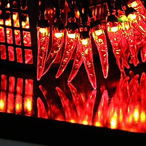 BeHiller 23FT 50LED Garden Solar Christmas Lights Outdoor, Red Chili Pepper String Lights-Waterproof LED Kitchen Christmas Solar Decorative Lights for Tree, Lawn, Patio, Yard, Home, Party, Porch Decor