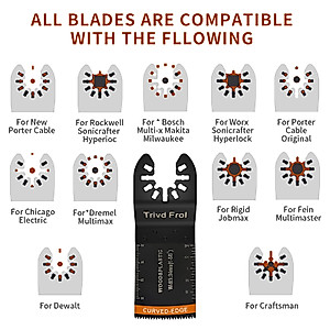 Trivd Frol 50Pcs Curved-Edge Oscillating Tool Blades Professional Universal Oscillating Saw Blades Wood Multitool Blades Compatible with Dewalt, Milwaukee, Makita, Ryobi, Rockwell, Bosch