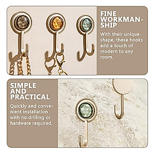 Luxshiny Heavy Duty Adhesive Hooks, 4pcs Jeweled Wall Mount Hangers Hanging Coat Hooks Decorative Towel Hangers for Kitchen Bathroom