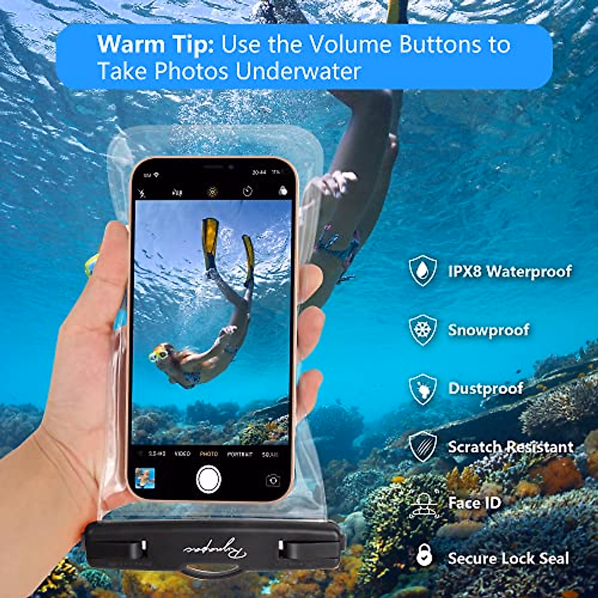 [Up to 10"] Large Waterproof Phone Pouch Bag - 2Pack, Waterproof Case Compatible with iPhone 14 Pro Max/13/12/11/XR/X/SE/8/7,Galaxy S22/S21 Google, IPX8 Cellphone Dry Bag Vacation Essentials Black