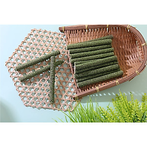 DAMPET Natural Timothy Hay Sticks, Natural Apple Sticks, Timothy Molar Rod for Small Animals, Rabbits Hamsters Guinea Pigs Gerbils Groundhog Squirrels(20pcs) (Timothy)