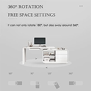 MJWDP Office Desk Computer Desk Swivel Angle Multifunctional Desk White Office Furniture