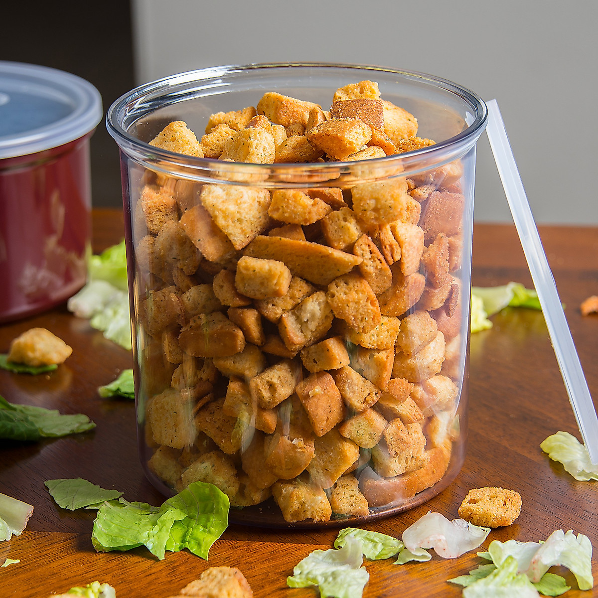 Carlisle FoodService Products Classic Round Storage Container Crock with Lid for Kitchen, Restaurants, Home, Plastic, 2.7 Quarts, Clear