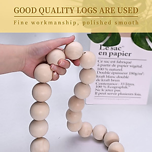 Momiuchear Decorative Wooden Beads 1.6" Diameter Wood Bead Garland with Tassels Boho Decorative Beads Bead Garland Decor for Farmhouse Decor, Coffee Table, Book Stack (Wood)