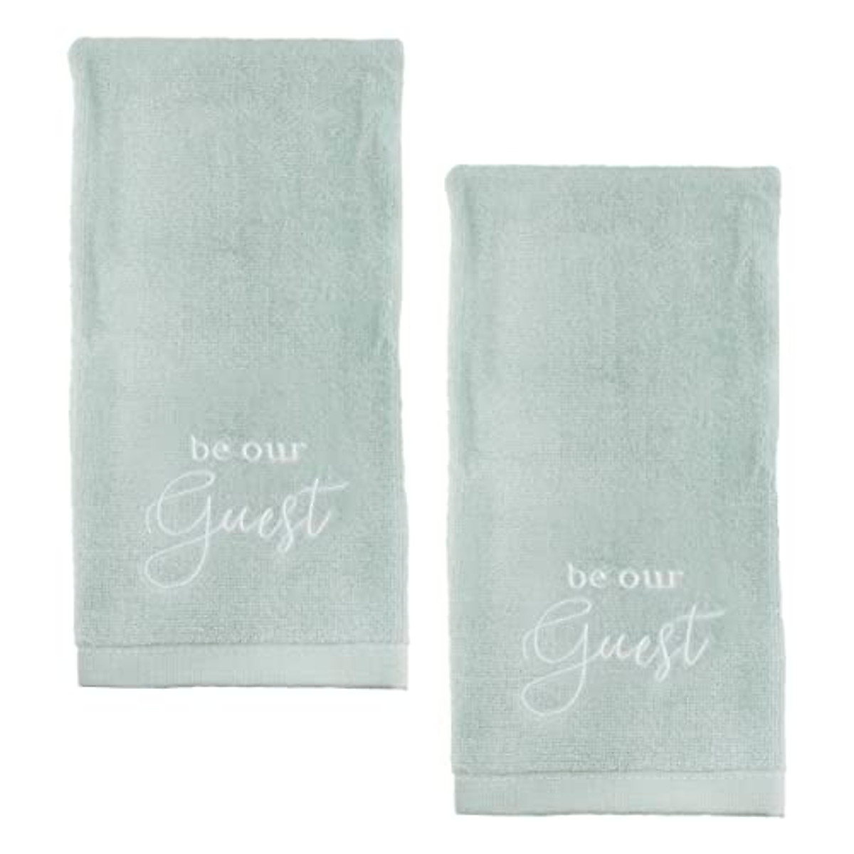AuldHome Guest Towels (Set of 2, Green); Be Our Guest Monogrammed Hand Towels