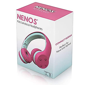 Nenos Bluetooth Kids Headphones Wireless Kids Headphones 93dB Limited Volume Wireless Headphones for Kids Boys Girls School Headphones Classroom (Pink)