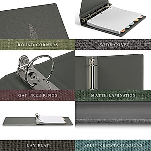 Jumping Fox Design Linen Fabric 3 Ring Binder, 1.5 Inch Binder, for 3 Hole Punch Letter Size Loose Leaf Paper (Letter Size, 3 Round Ring, 1.5", Forest Green)