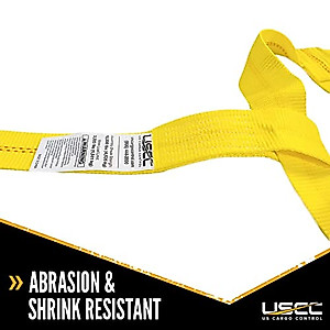 US Cargo Control Tow Dolly Basket Strap, Yellow Car Dolly Strap with Flat Hook End Fittings, Great for Tow Dolly Car Hauling, Fits Most 14-17 Inch Wheels, 3,333 Pound Working Load Limit