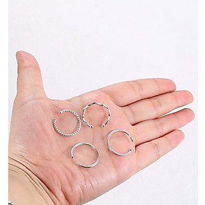 JOERICA 4 Pcs 925 Sterling Silver Rings for Women Hypoallergenic Open Thin Band Rings Adjustable Minimalist Plain Twist Stackable Rings Set