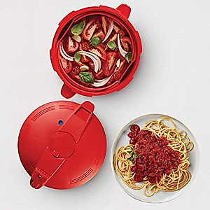 SilverStone 51388 Microwave BPA Free Microwave Pressure Cooker - 3.4 Quart, Red