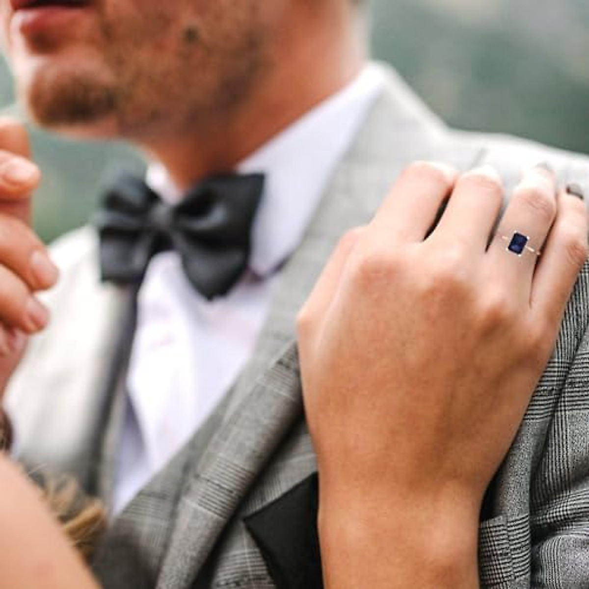 Clara Pucci 2.0 ct Emerald Cut Solitaire Simulated Blue Sapphire Engagement Bridal Promise Anniversary Ring 18K Rose Gold Size 3.5