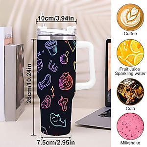 FOCIUZTA 40oz Playful Doodle Art Tumbler with lid, Travel Coffee Cup, Ideal for Easter, Gaming Enthusiast, Mother Day, and birthday gifts