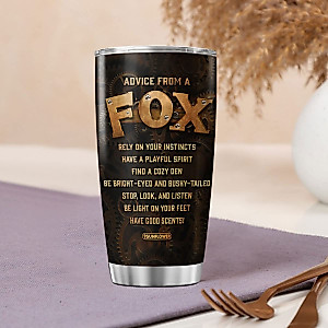 9SUNFLOWER Fox Coffee Tumbler Mechanic Style Birthday Gifts For Girls Women Boys Friends Steampunk Travel Mug With Lid Insulated Cold Drink Cup Inspirational Quotes Drinking Cups