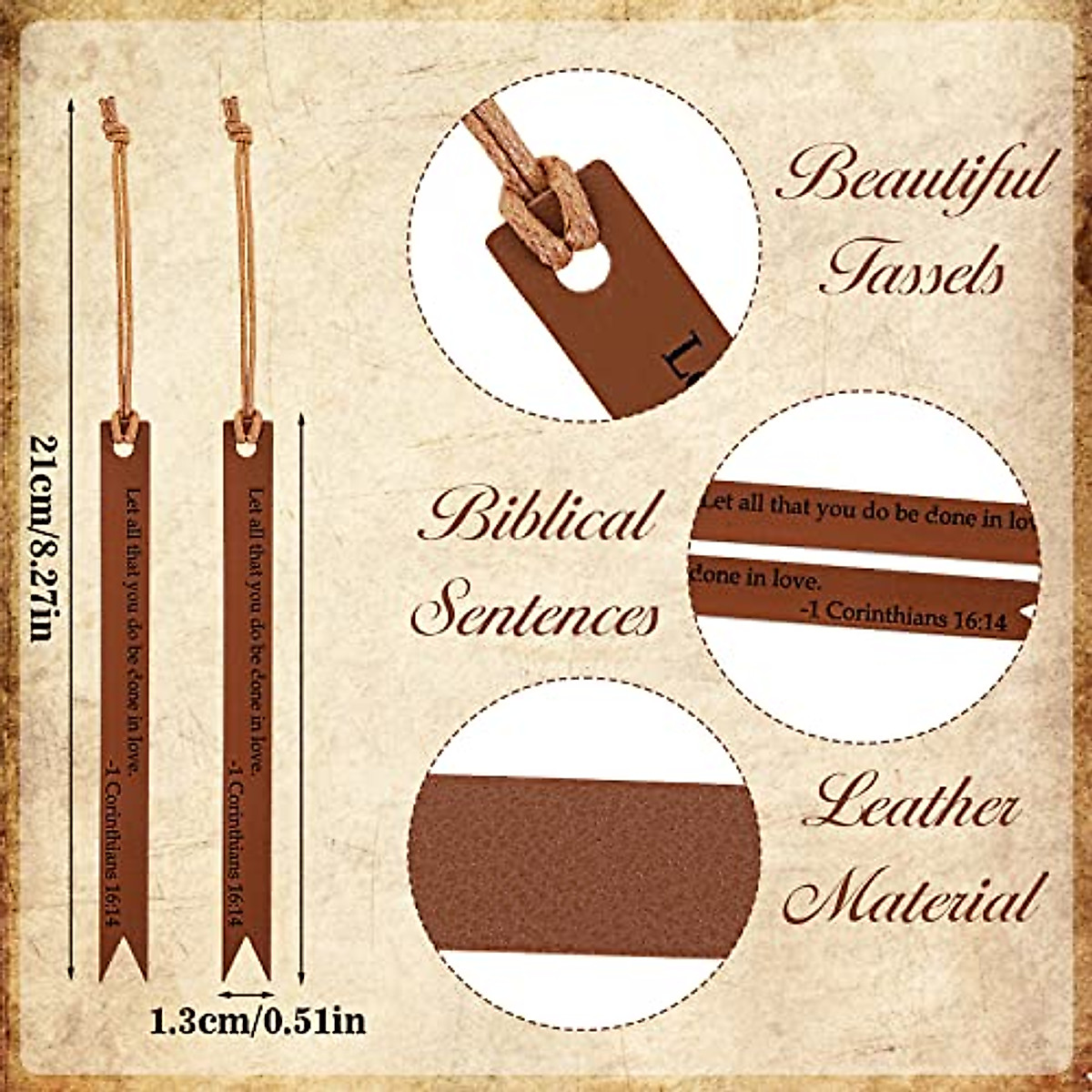 Prasacco 12 Pcs Leather Bible Bookmarks Christian Bookmarks Religious Bookmarks Inspirational Bible Verse Bookmarks for Men Women Church Gifts