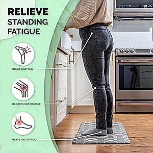 KitchenLit Kitchen Mat (2 PCS), Cushioned Anti Fatigue Kitchen Rug, Stainproof Kitchen Rugs and Mats Non Skid Washable, Memory Foam Kitchen Rug Set, Heavy Duty Black Rugs for Kitchen, Office