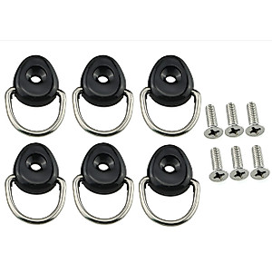 HJ Garden 6 Sets Kayak Fishing Rigging Round D-Ring Buckle Elastic Rope Pull Buckle for Fishing Boat Backrest Hook Surfboard Accessories