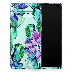 DesignSkinz Watercolor Cactus Succulent Bloom V11 Protective Vinyl Decal Wrap Skin Cover Compatible with The Samsung Galaxy S20 (Screen Trim & Back Glass Skin)