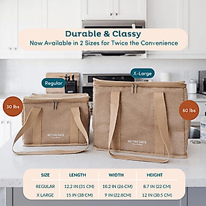 Reusable Insulated Grocery Bag - Leak Proof, Large Insulated Cooler Bag - Insulated Shopping Bags for Groceries - Travel Cooler Bag for Frozen and Hot Food with Zippered Top - for Picnic (Deep Blue)