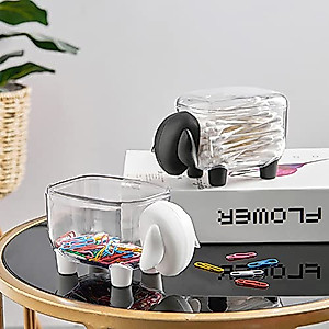 KNMNIU Qtip Holder Dispenser, Cotton Swab Organizer Container with Cover, Cute Cotton Ball Holder Bathroom Waterproof Floss Jars with Lids, Vanity Storage Organizer,Black