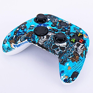 YoRHa Transer Printing Silicone Thickened Cover Skin Case for Xbox Series X/S Controller x 1(Witch) with Thumb Grips x 10