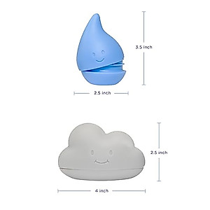 Ubbi Muted Color Cloud and Droplet Silicone Bath Squeeze Toys for Toddlers and Baby, Fun Bath Time Toys, Interactive Bath Toys, Baby Bath Accessory, Set of 2