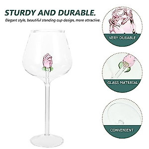 Kichvoe Glass Tumblers 2pcs Rose Glasses Glass Wine Glasses Party Drinks Goblet Glass Cups Decorative Cups Clear Goblet Good Looking Decorate Girl Rose Wine Glass