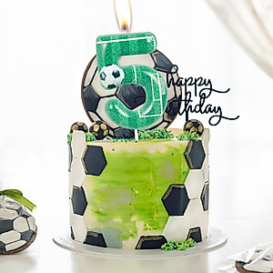 ZHIHUI Birthday Candle Soccer Football Themed Party Decorations, Number Happy Birthday Cake Candle, Football Candle for Kids Football Fans Players, Cake Topper Reunions Theme Party Supplies(Number 12)