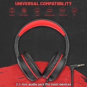 UKELALA On Ear Wired Headphones for Kids Stereo Lightweight Youth Headphones with 4.9 ft NO-Tangle Cord for Girls Toddler 3.5mm Jack Headphones Compatible with chromebooks PC for Kindergarten School