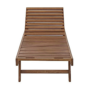 2-Pack Caspian Adjustable Eucalyptus Wood Outdoor Lounge Chairs with Weather-Resistant Durability (Furniture 73" W x 24"D x 12 1/2"H 5 Reclining Positions)